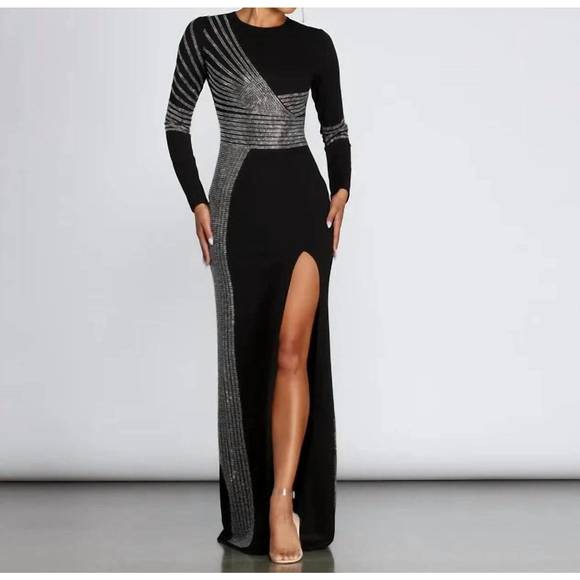 GAJE | Dresses | New Gaje Lita Heat Stone High Slit Formal Evening ...
